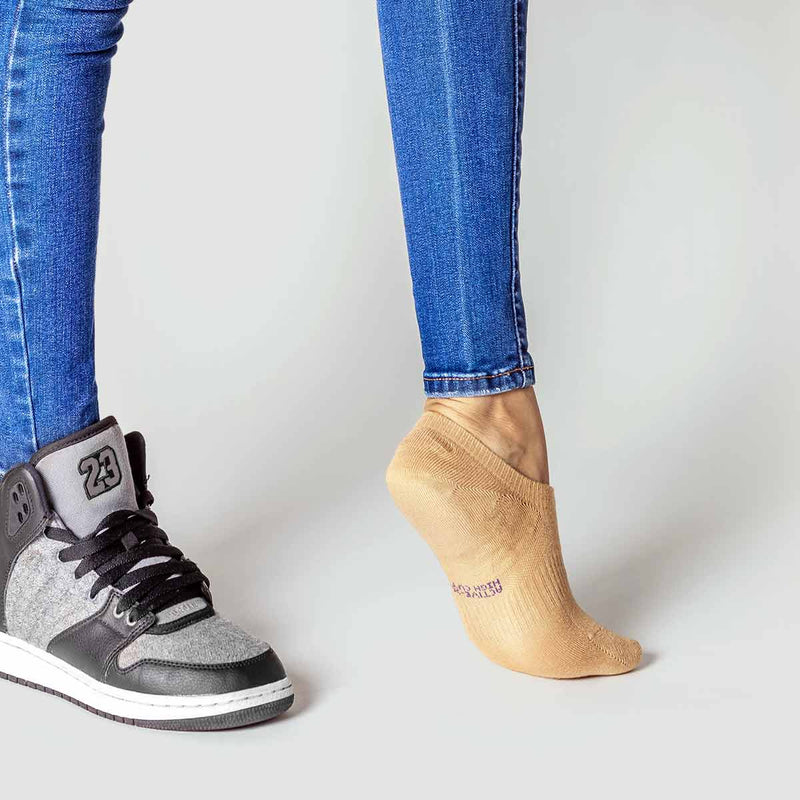 Beige Athletic Socks | High Cut No-Show Socks | Active | Sheec
